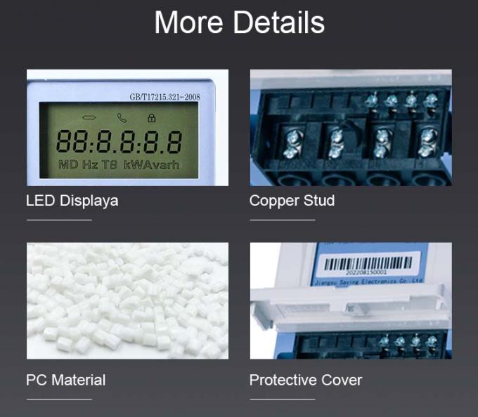 IP54 Single Phase Prepaid Energy Meter 160x112x71mm LCD Screen 3 Phase ...