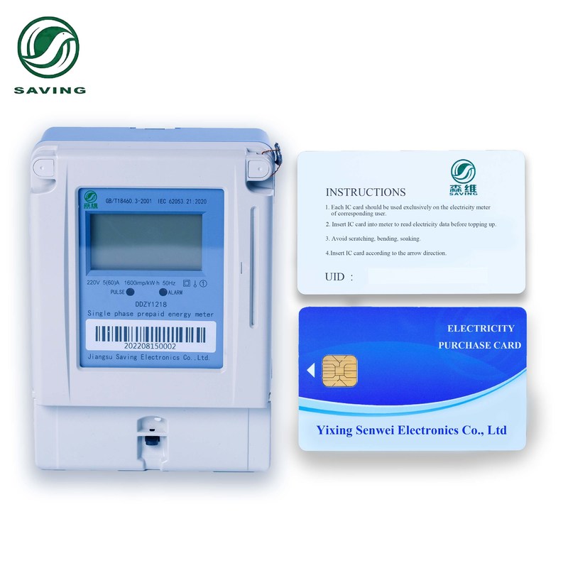 Blue Single Phase Prepaid Energy Meter IC Card Local Control Smart ...