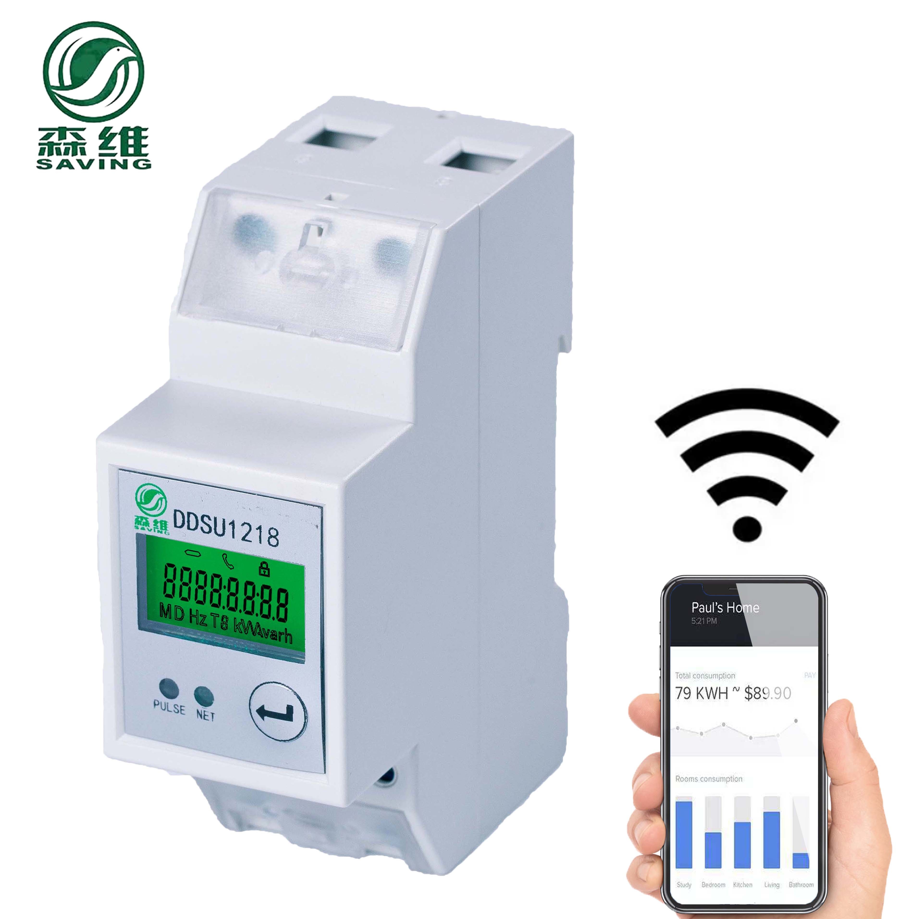 2P 60A Single Phase Din Rail Energy Meter Direct Wiring Single Phase ...